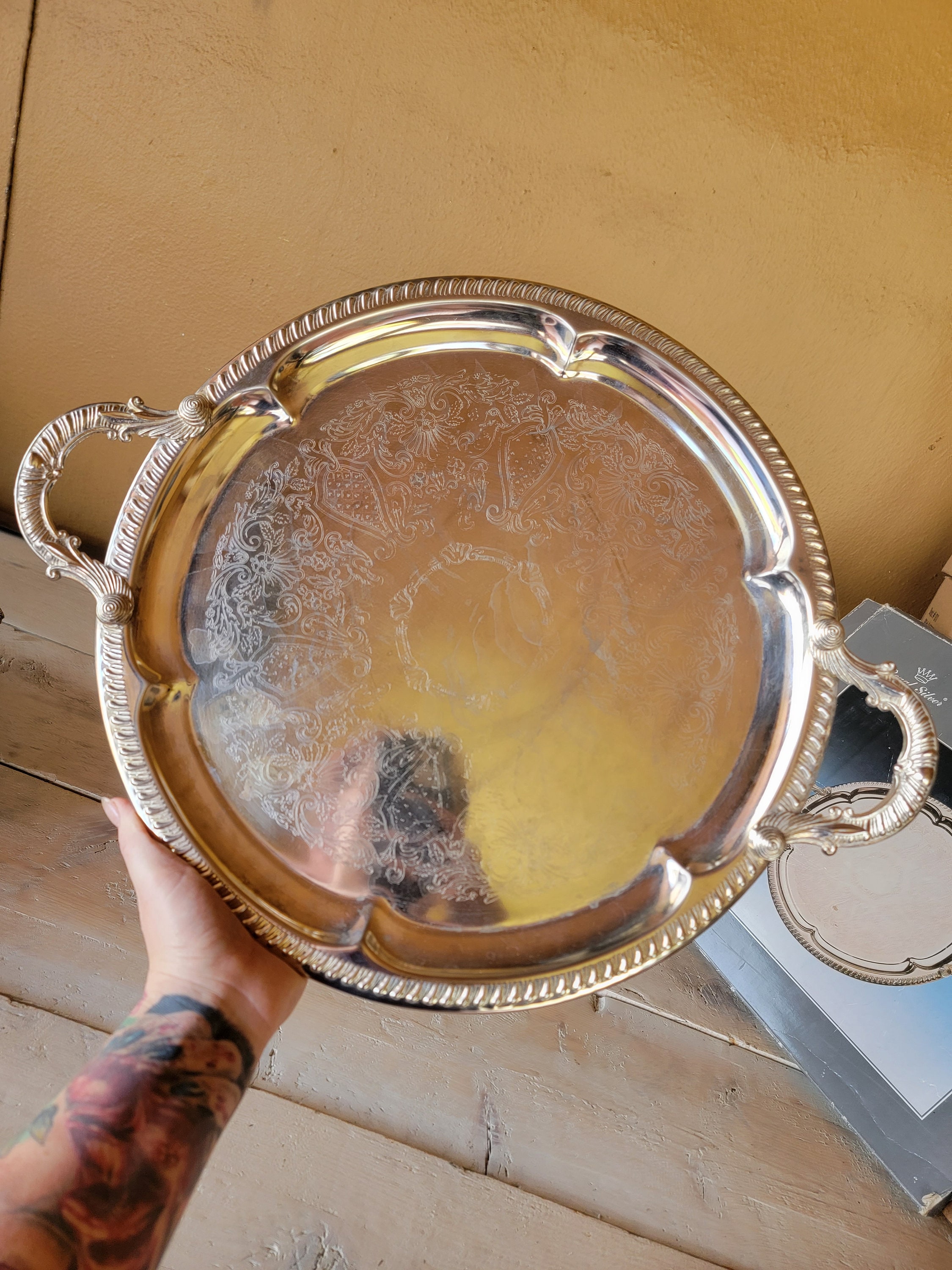16" Regal Silvers Vintage Altar Tray Ritual Plate Antique Round - Etsy