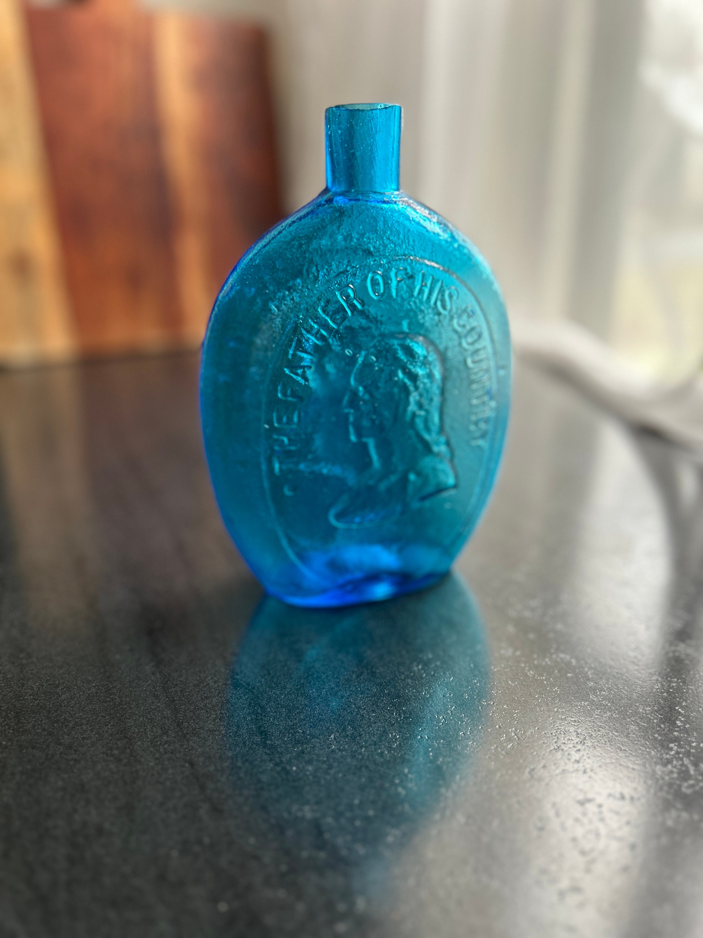 Vintage Blue Glass Flask Style Bottle Vintage Flask Vintage Glass - Etsy