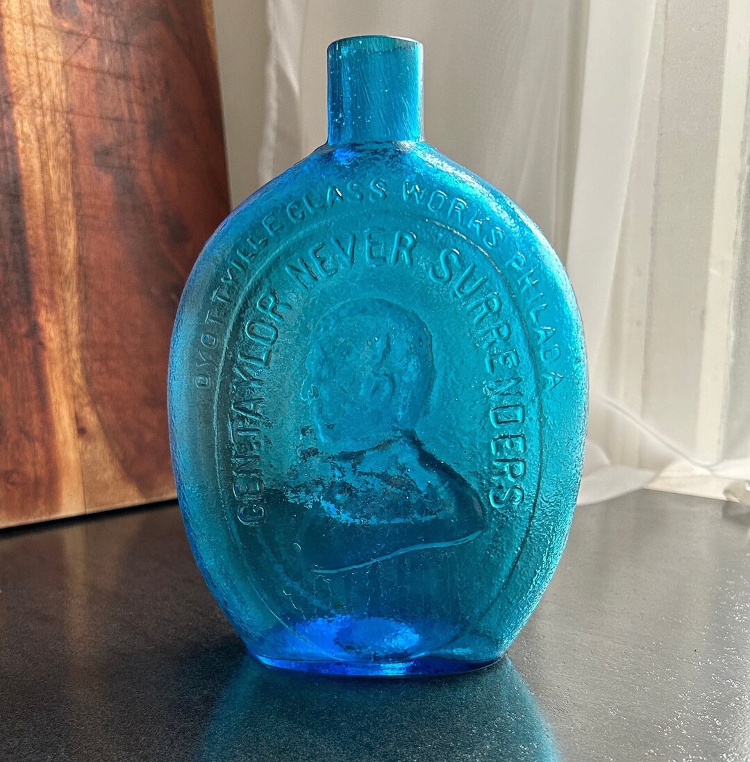 Vintage Blue Glass Flask Style Bottle Vintage Flask Vintage Glass - Etsy
