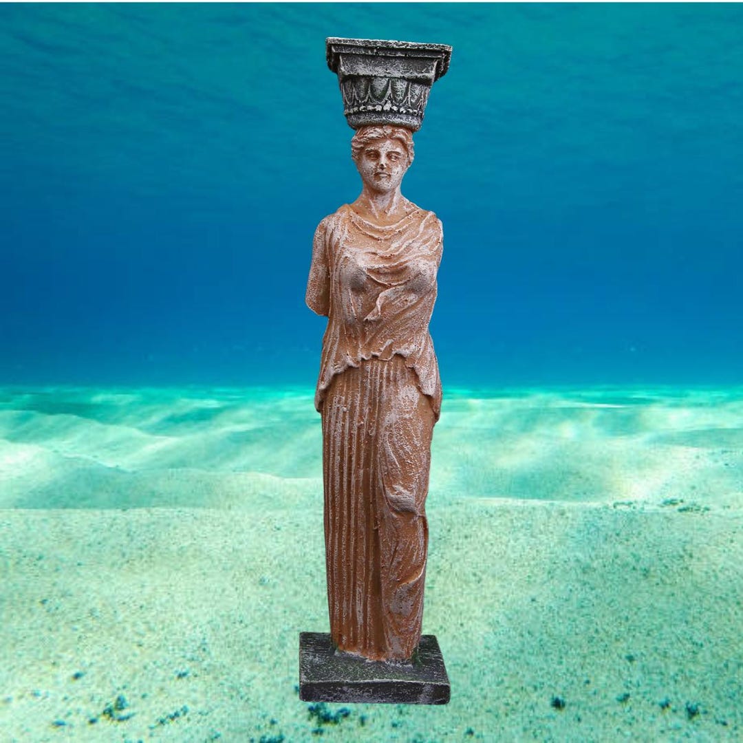 Roman Pillar Goddess, Greece Pillar Fish Tank Decor Aquatic Decoration ...