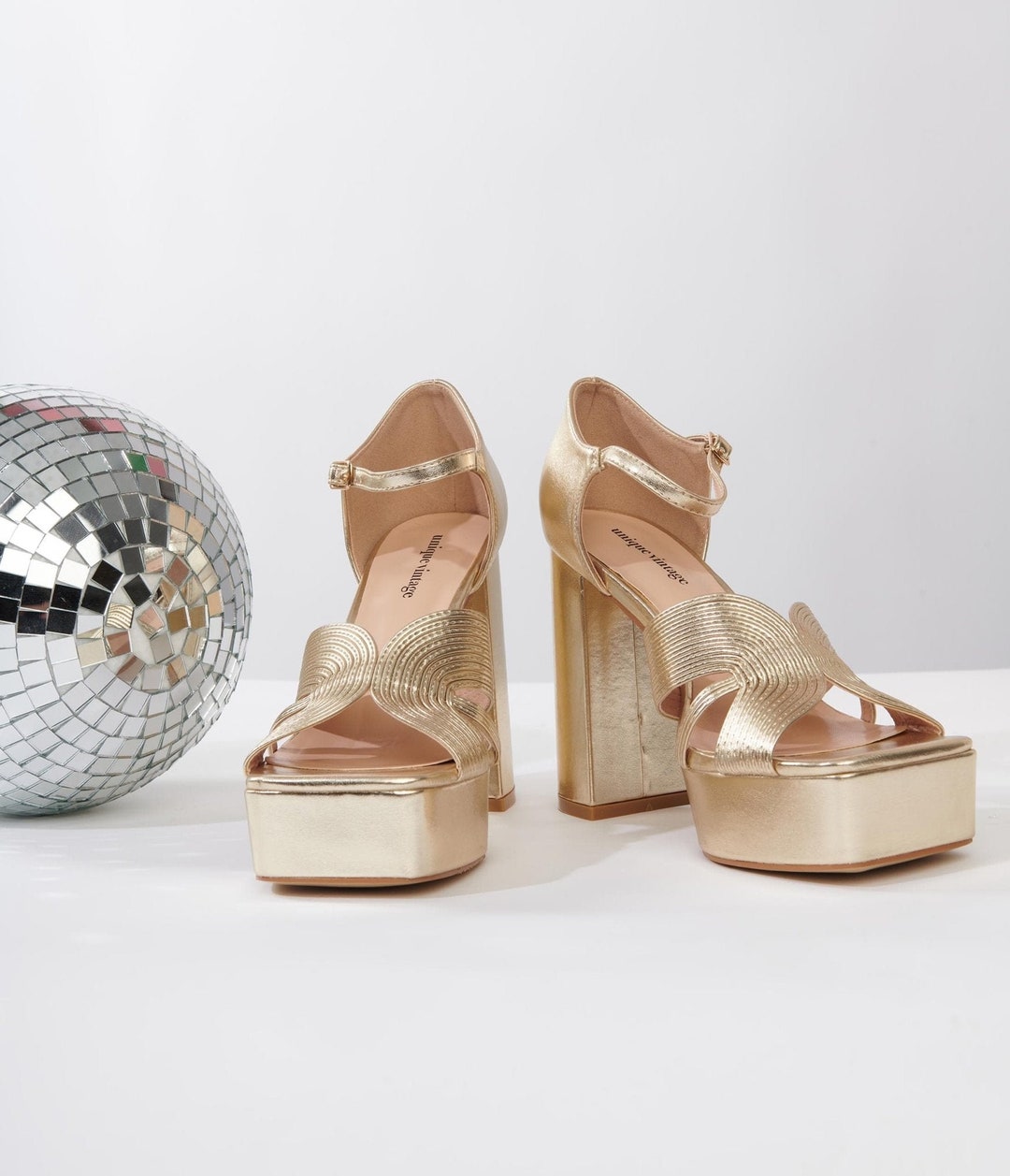 Unique Vintage Gold Deco Platform Heels - Etsy