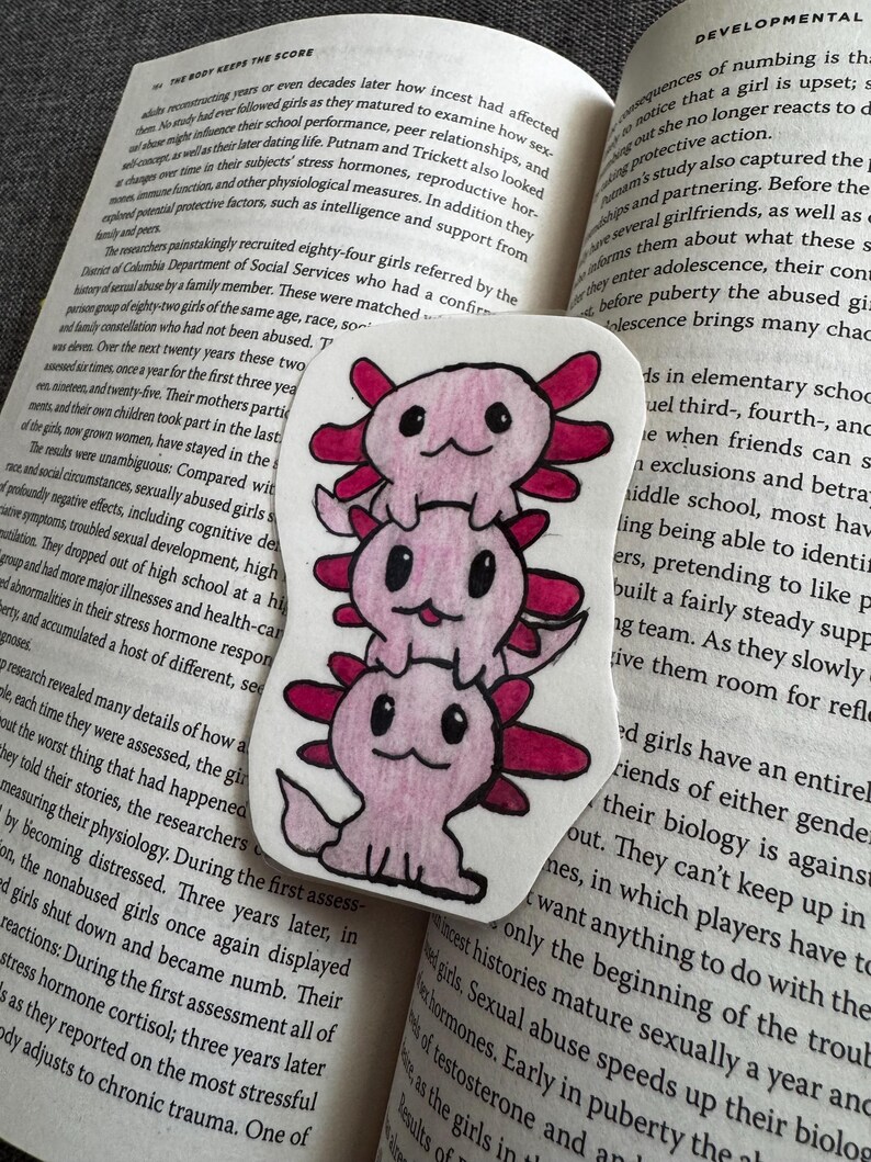 Laminated Axolotl Bookmark- Hand Drawn- Gift for Readers - Etsy