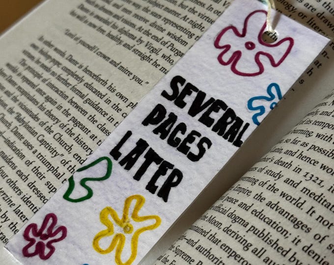 Several Pages Later Bookmark With Tassel- Laminated and Handrawn- Gift ...