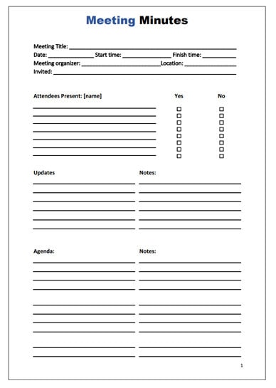 Meeting Minutes Document Template, Project Management, Meeting Notes ...