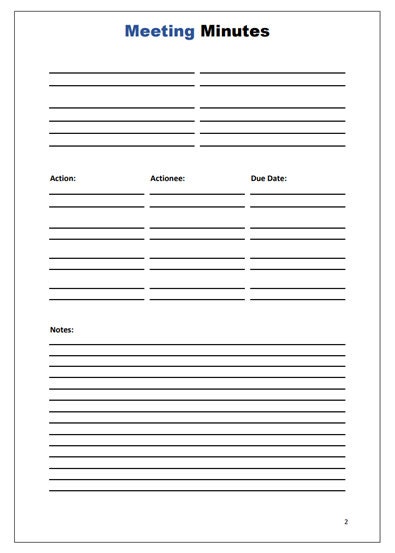 Meeting Minutes Document Template, Project Management, Meeting Notes ...