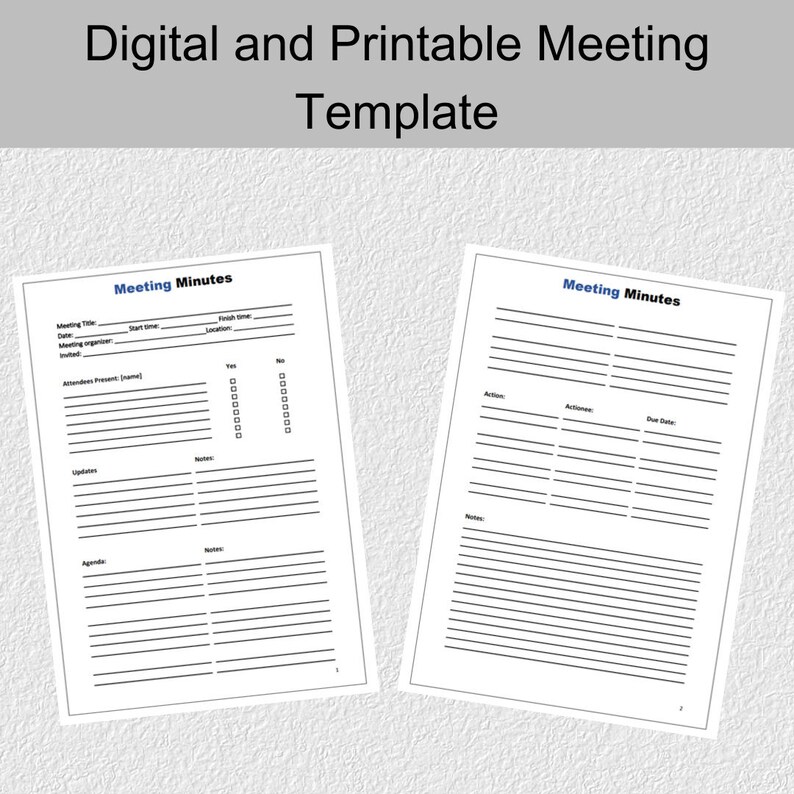 Meeting Minutes Document Template, Project Management, Meeting Notes ...