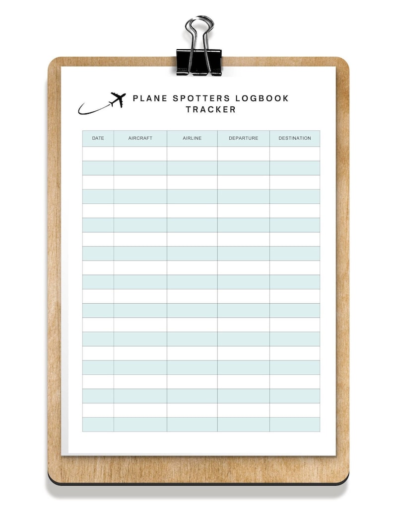 Plane Spotters Logbook Tracker, Digital, Printable, Instant Download ...