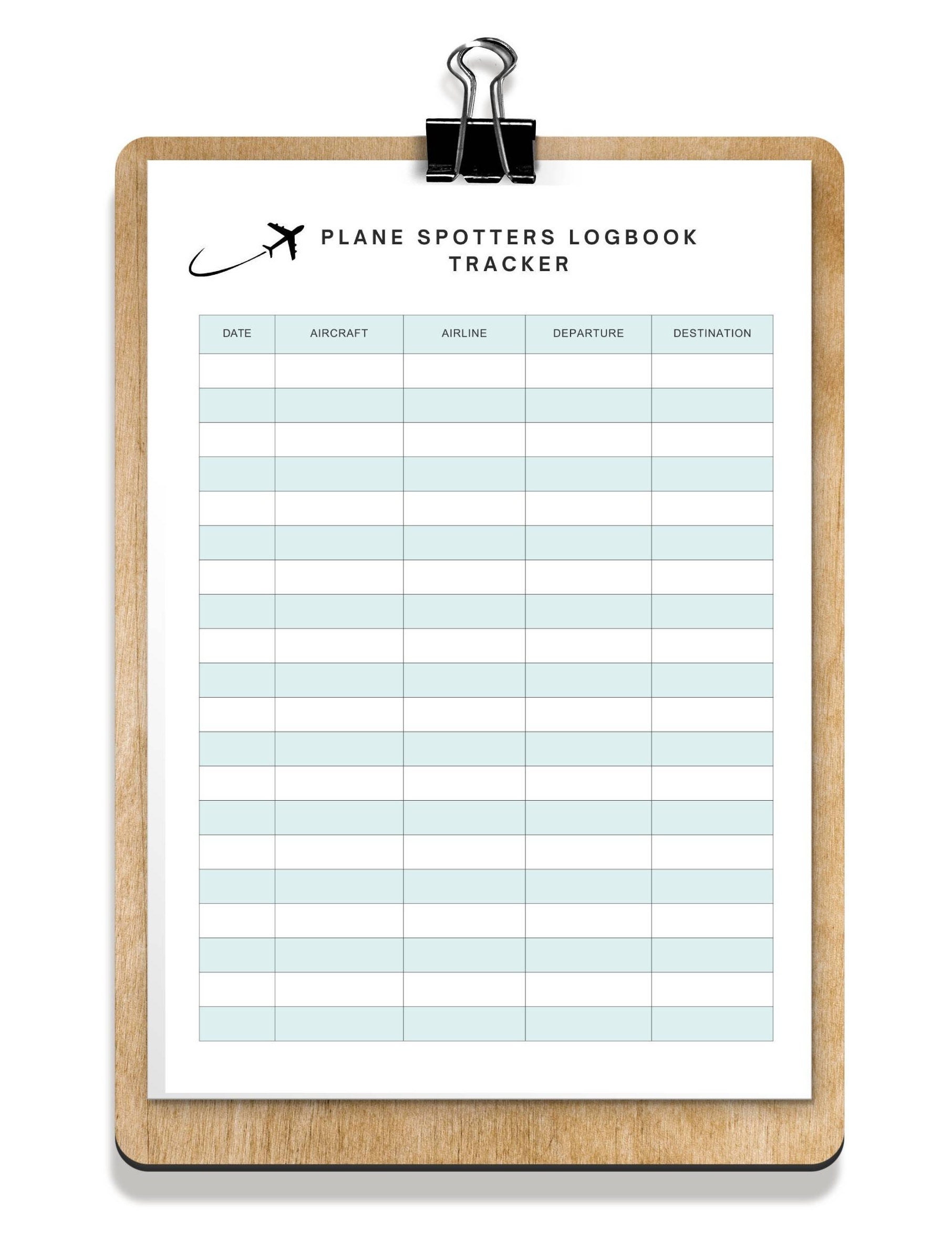 Plane Spotters Logbook Tracker, Digital, Printable, Instant Download ...