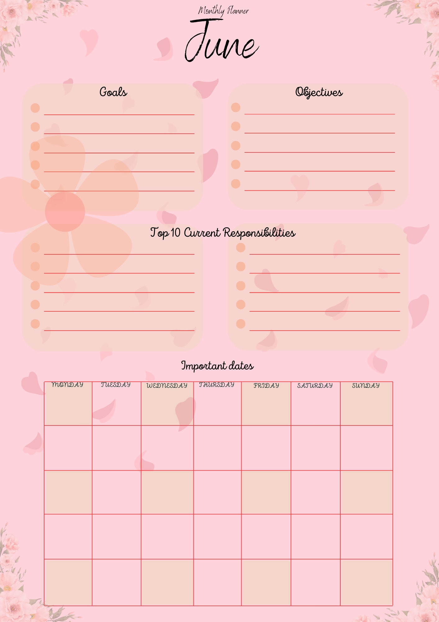 Monthly Planner Template, Templates, Productivity, Weekly Schedule ...