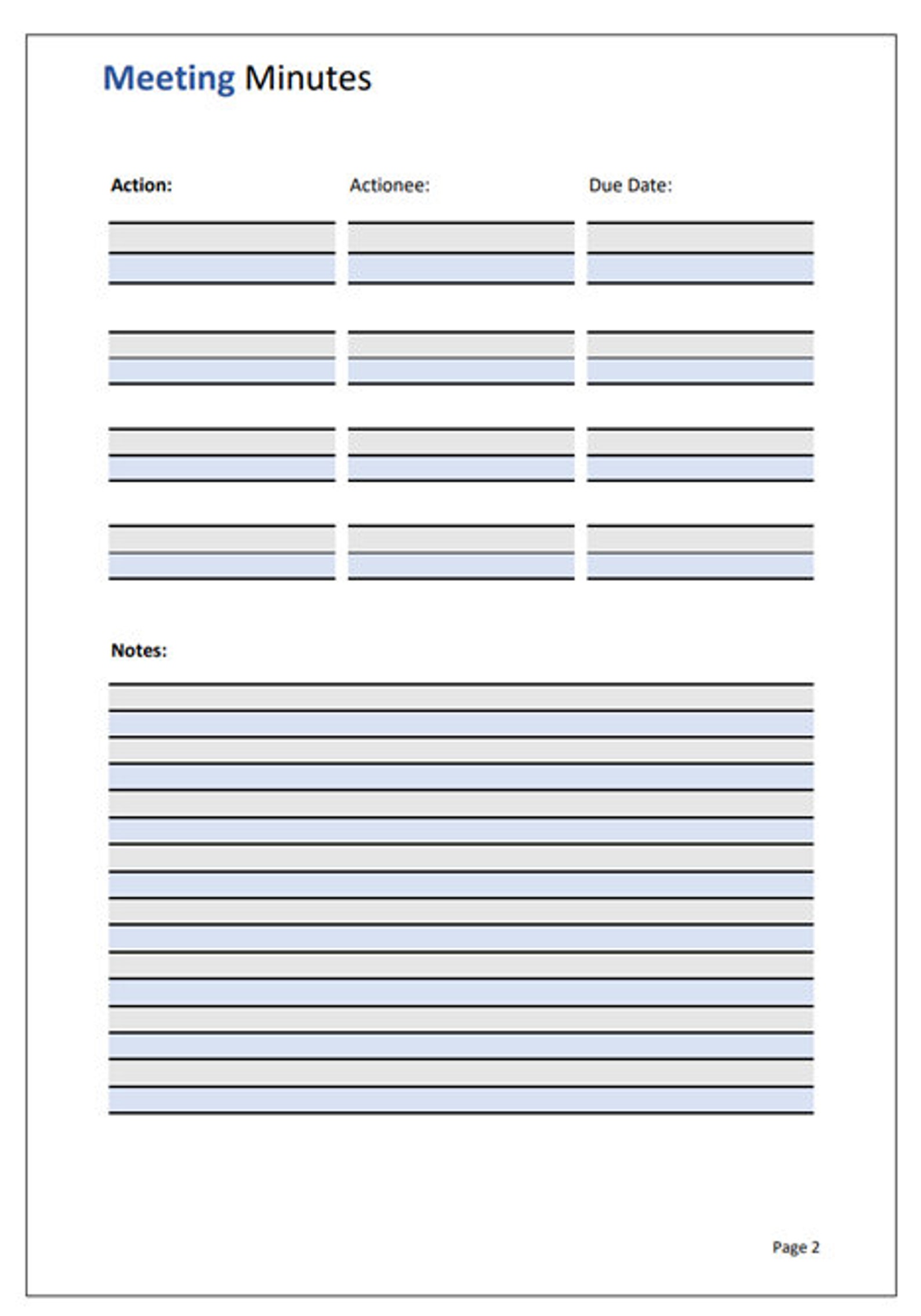 Meeting Minutes Document Template, Project Management, Meeting Notes ...