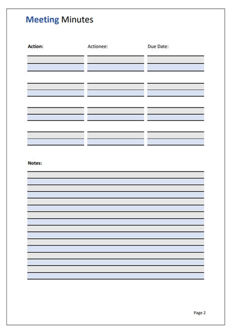 Meeting Minutes Document Template, Project Management, Meeting Notes ...