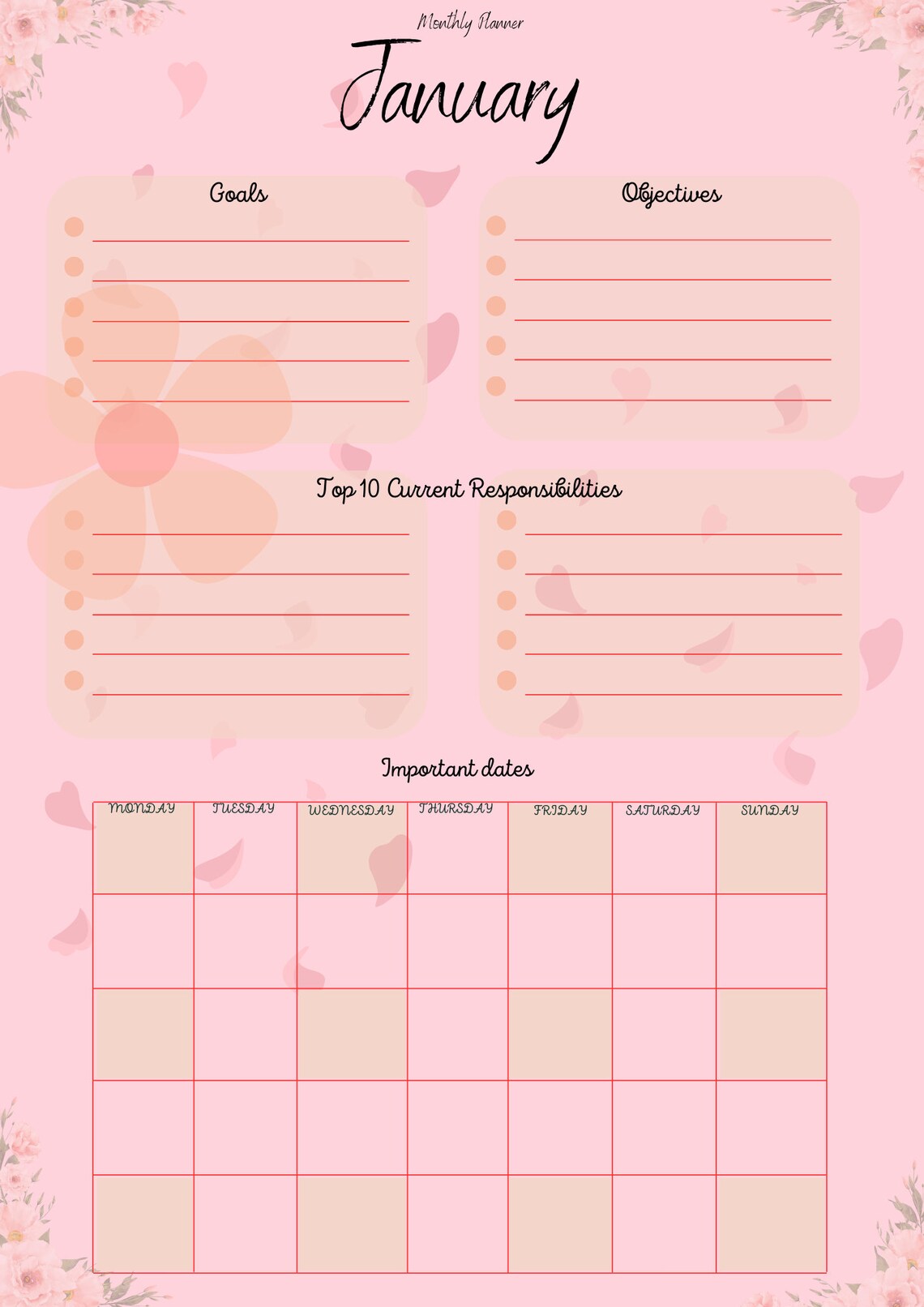 Monthly Planner Template, Templates, Productivity, Weekly Schedule ...