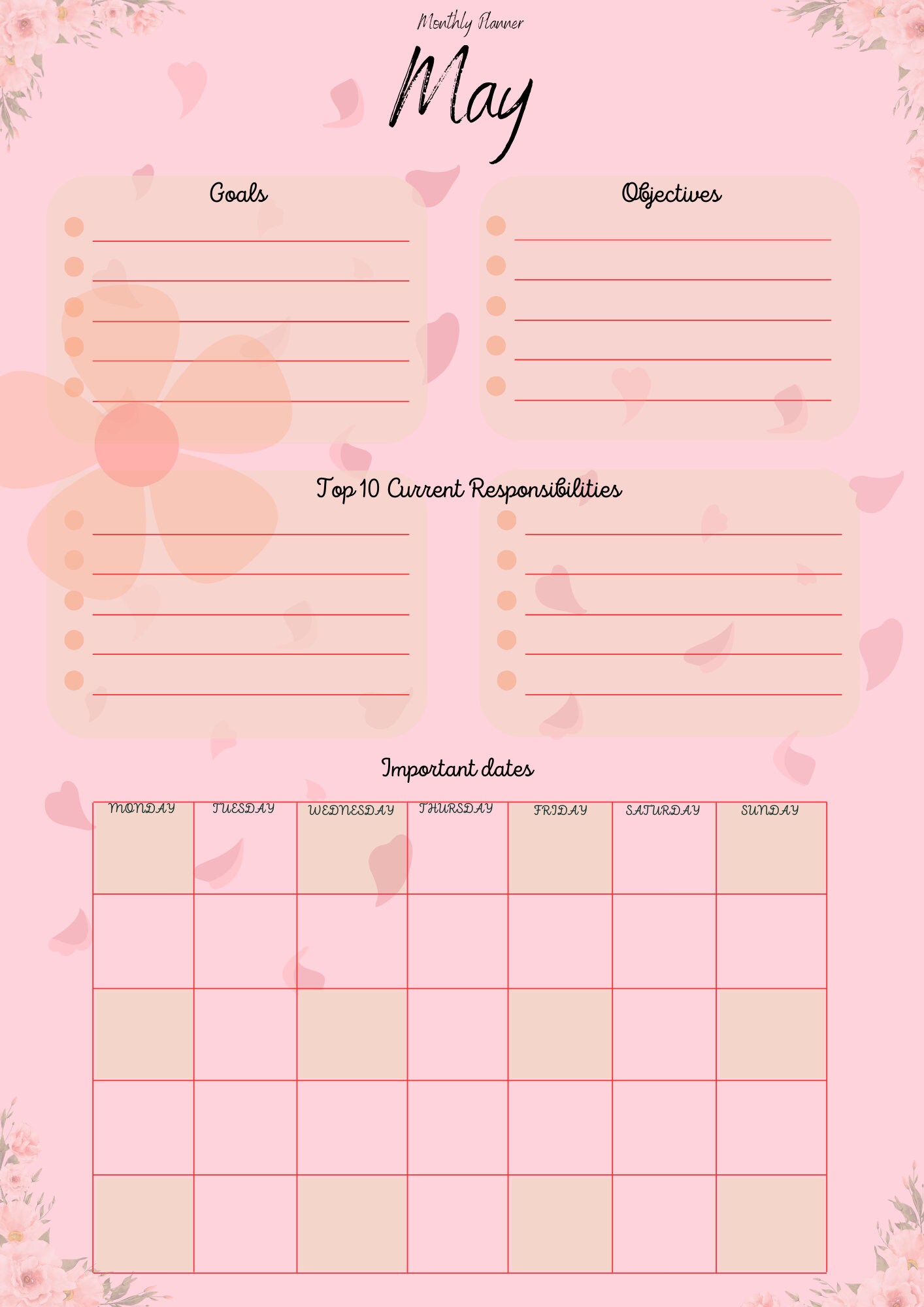 Monthly Planner Template, Templates, Productivity, Weekly Schedule ...