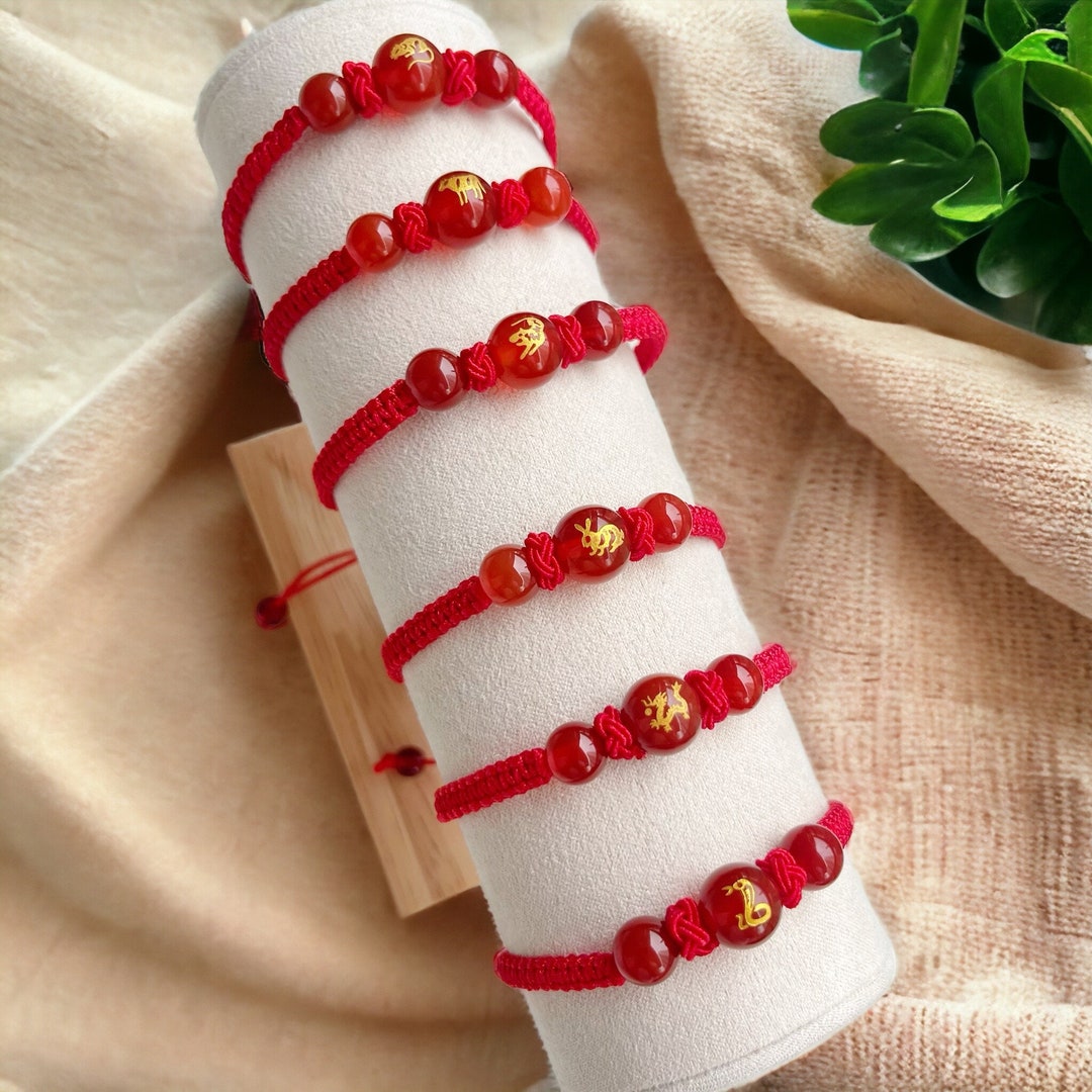 Lunar New Year Adjustable Bracelet | Cute Chinese Zodiacs Gemstone Beaded Accessory | Year of ...