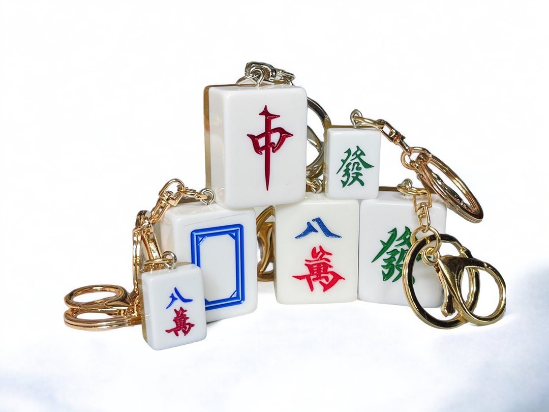 Mahjong Keychain Set for Mahjong Lovers | Cute Keyring Good Luck Charms ...