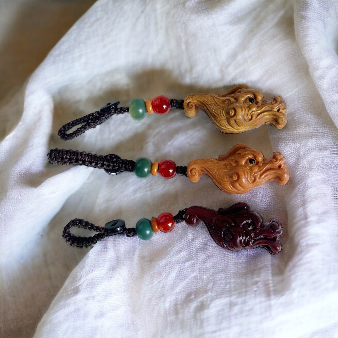 Wood Dragon Keychain 2024 Lunar New Year of the Dragon Figurine Bag ...