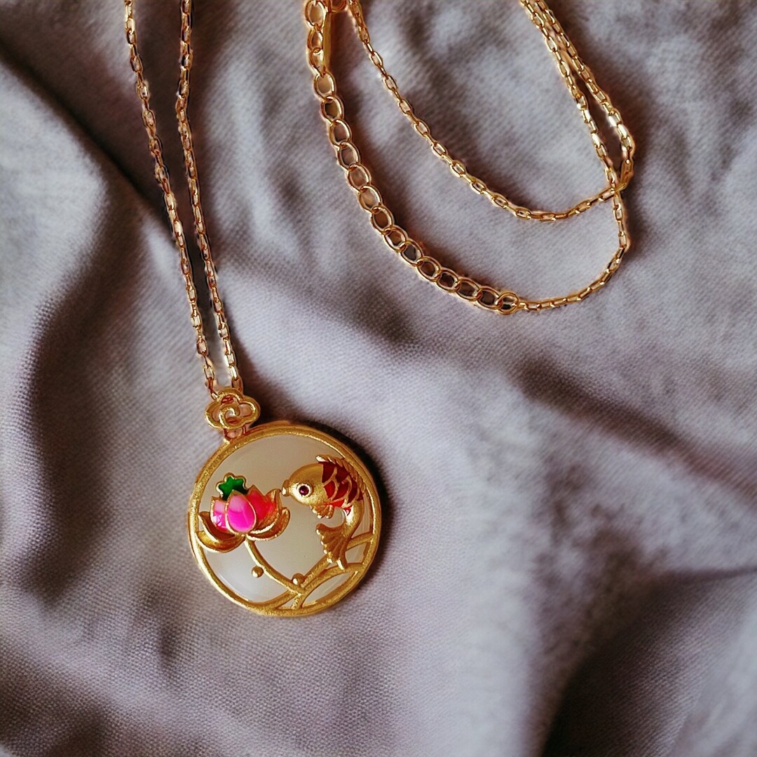 Aesthetic Koi Fish 24K Gold Coated Necklace With Lucky& Healing Meaning ...