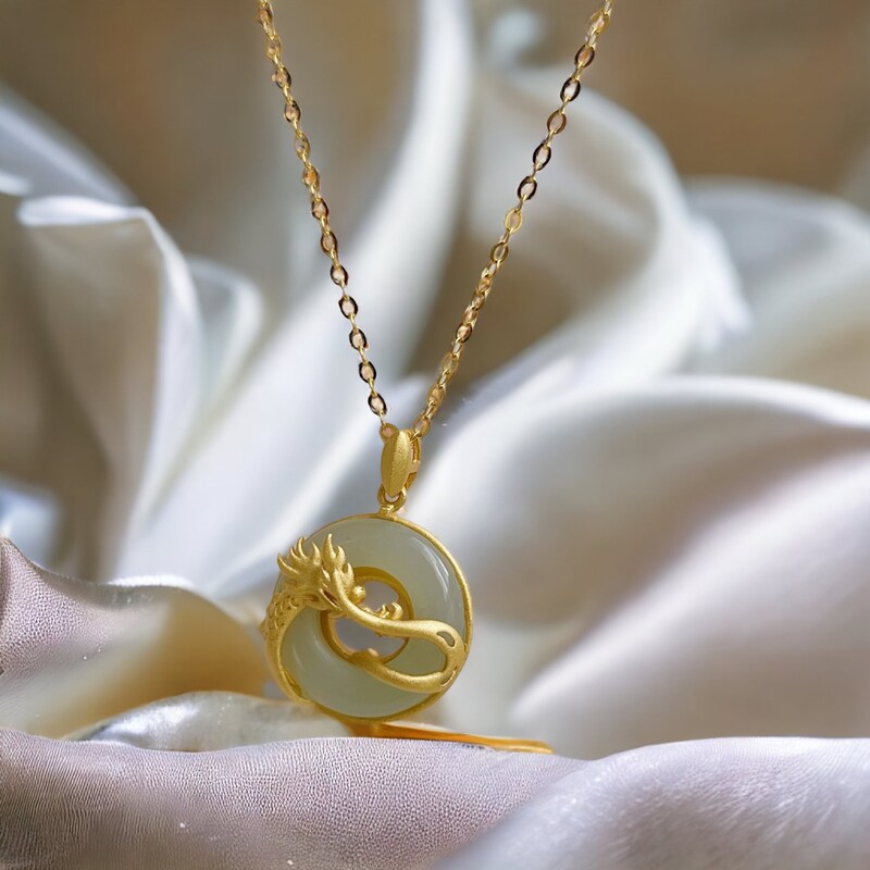 Real Gold Jade Dragon Pendant - Etsy