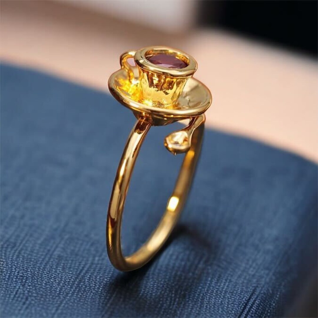 Cute French Cafe Ring for Coffee Lover Birthday Gift | Chic Black ...