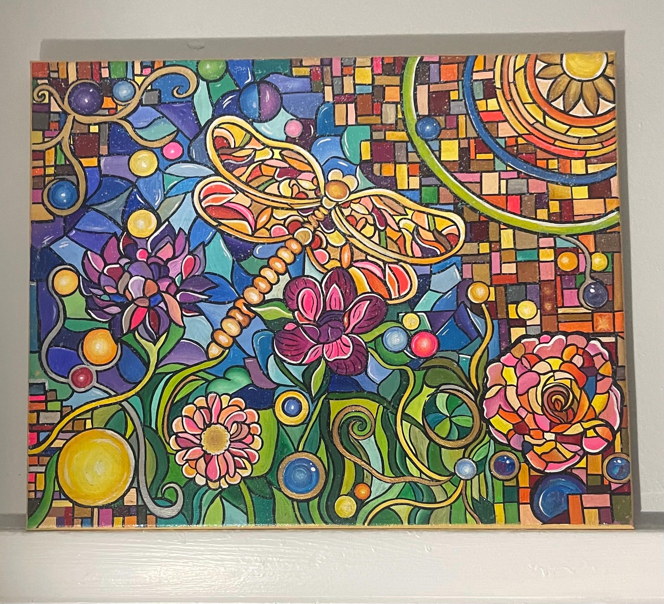 Stained Glass Glitter Nature Scene Painting - Etsy