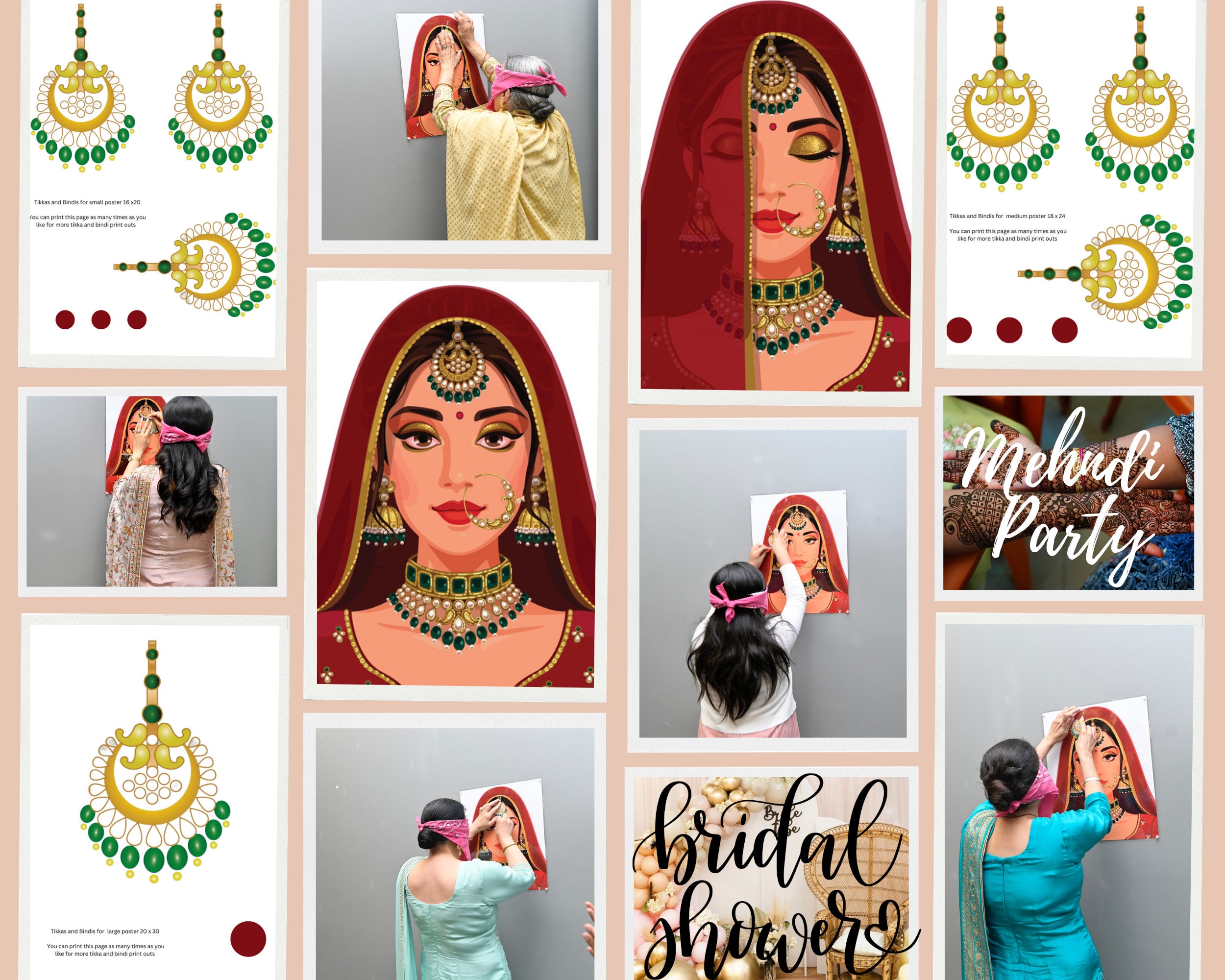 Desi INDIAN WEDDING GAMES - Pin the Tikka and Bindi on the Bride ...