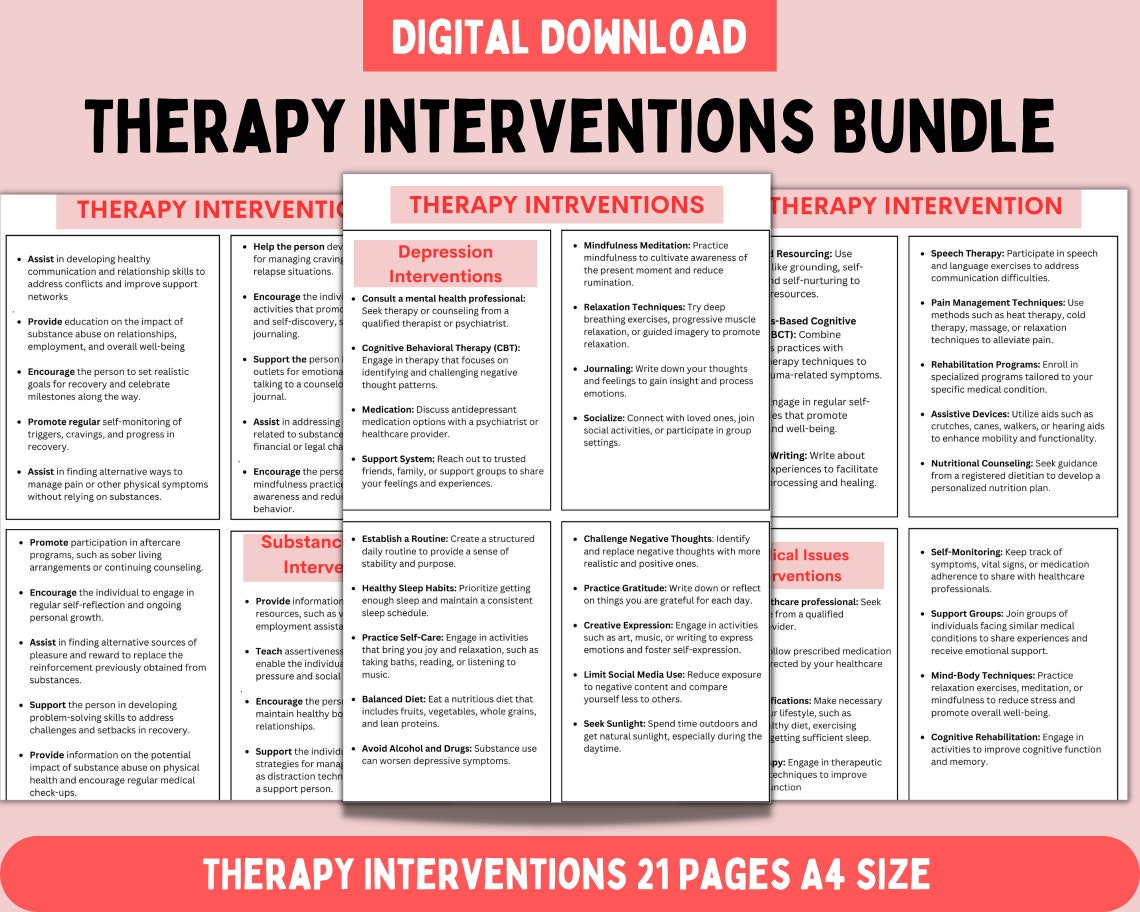 Therapeutic Interventions Therapy Intervention List - Etsy Therapeutic Interventions Therapy Intervention List - Etsy