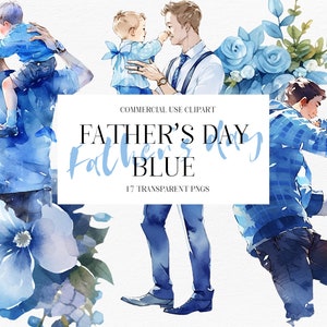 Father's Day Clipart, Watercolor Fathers Day Clipart, Blue Clip Art ...