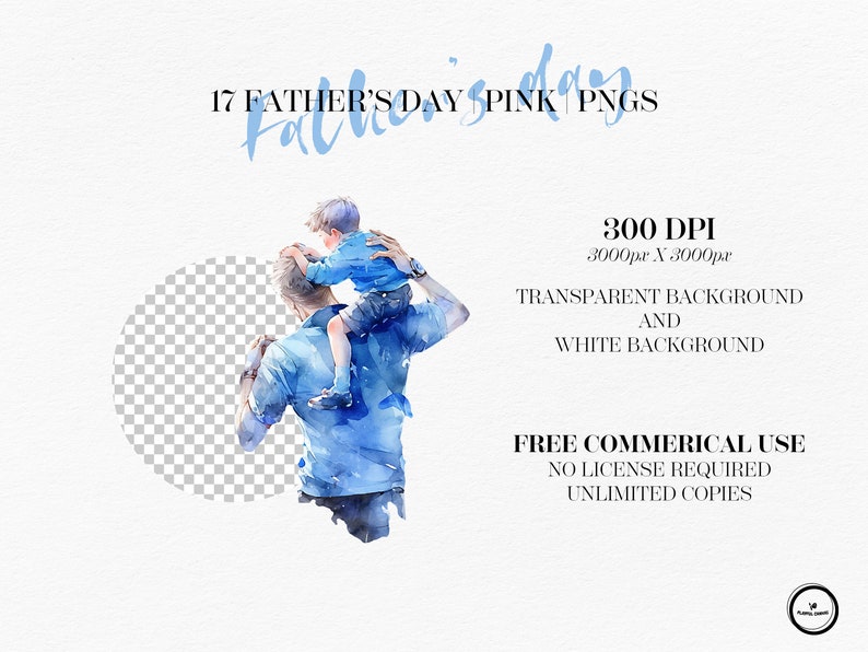 Father's Day Clipart, Watercolor Fathers Day Clipart, Blue Clip Art ...