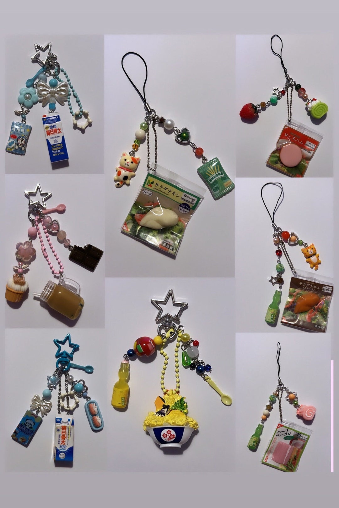 Handmade Japanese Gachapon Miniature Food KAWAII KEYCHAIN, Y2k, 8 ...