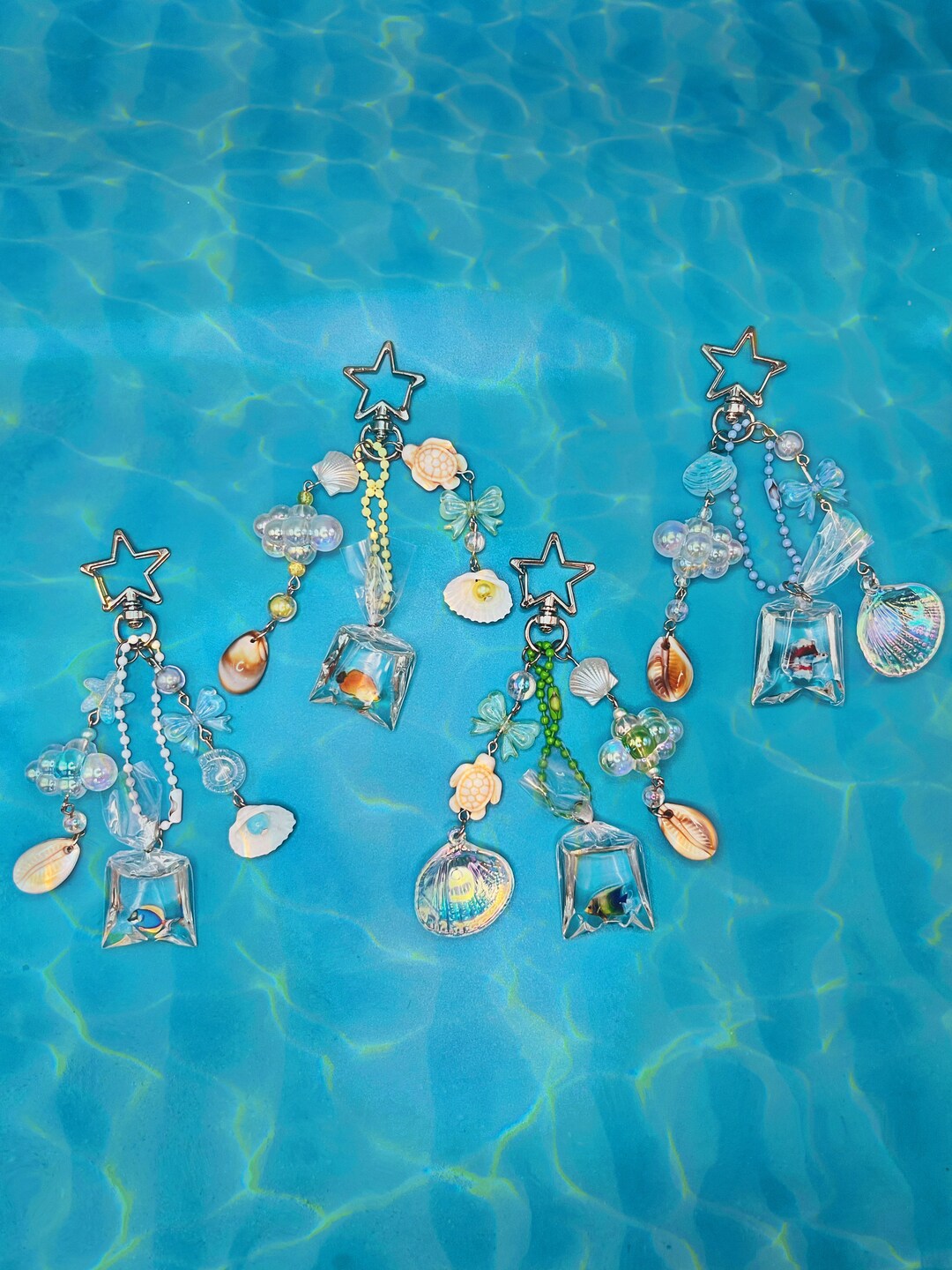 KAWAII Y2K Mini Fake FISH in a Bag KEYCHAINS 4 Styles to Choose From ...