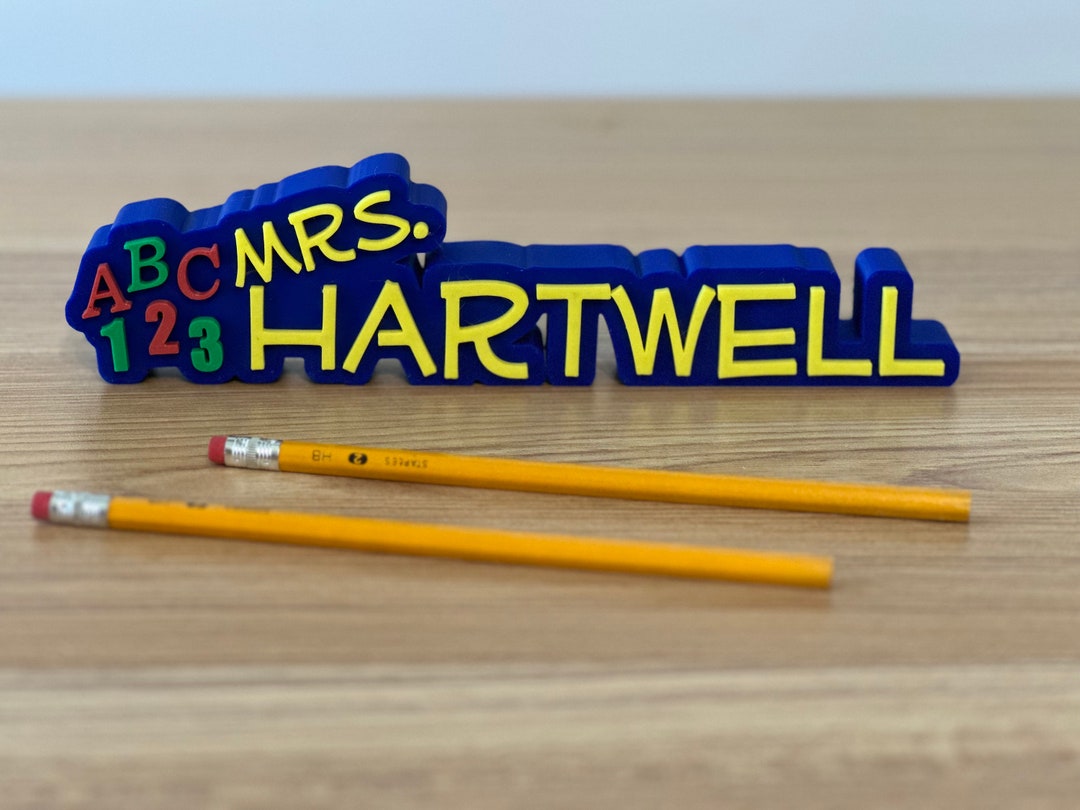 Personalized ABC 123 Teacher Name Plate for Desk Classroom or Office ...