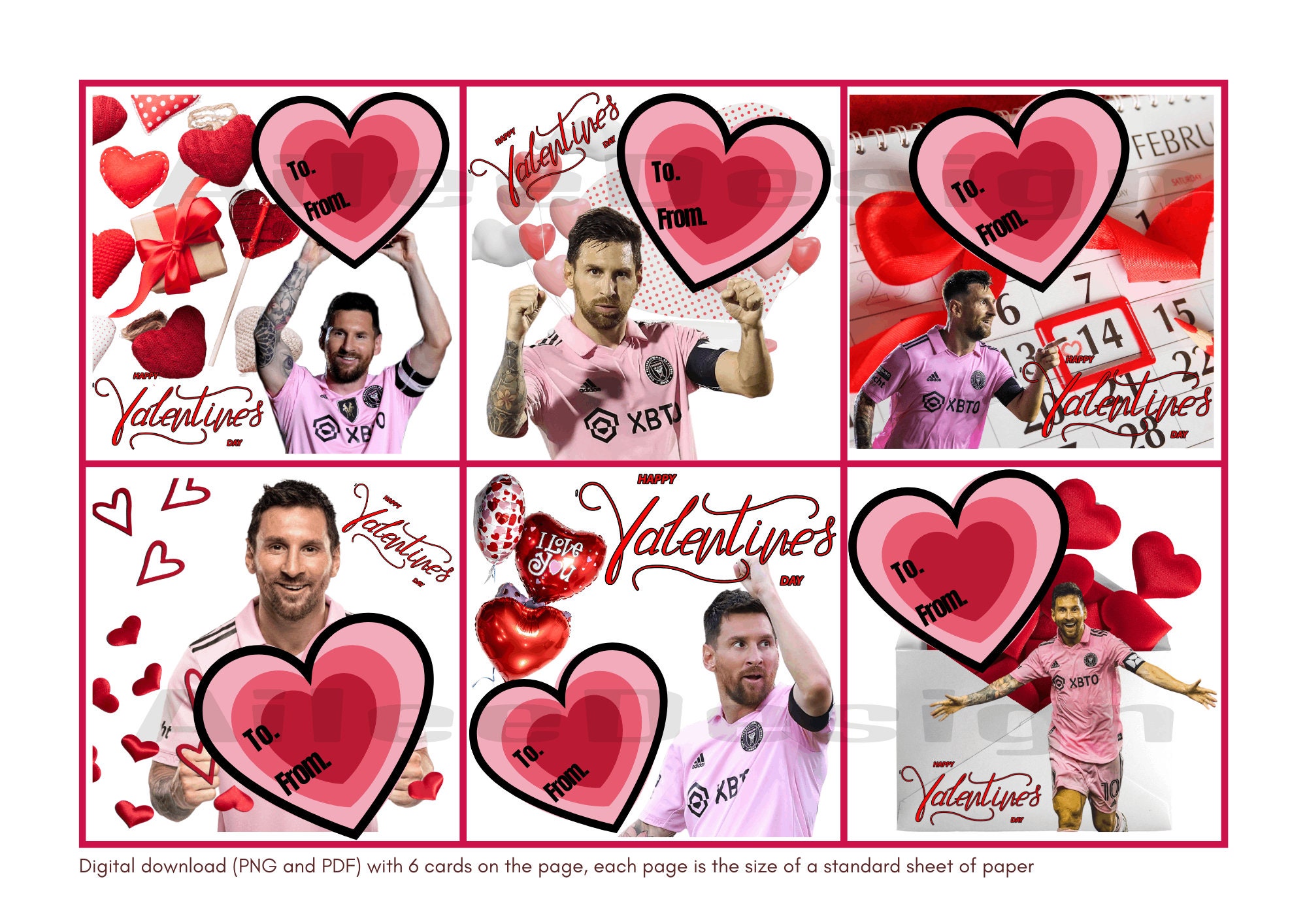 Messi PNG, Messi SVG, Messi Valentine's Cards PNG, Messi Print, Messi ...