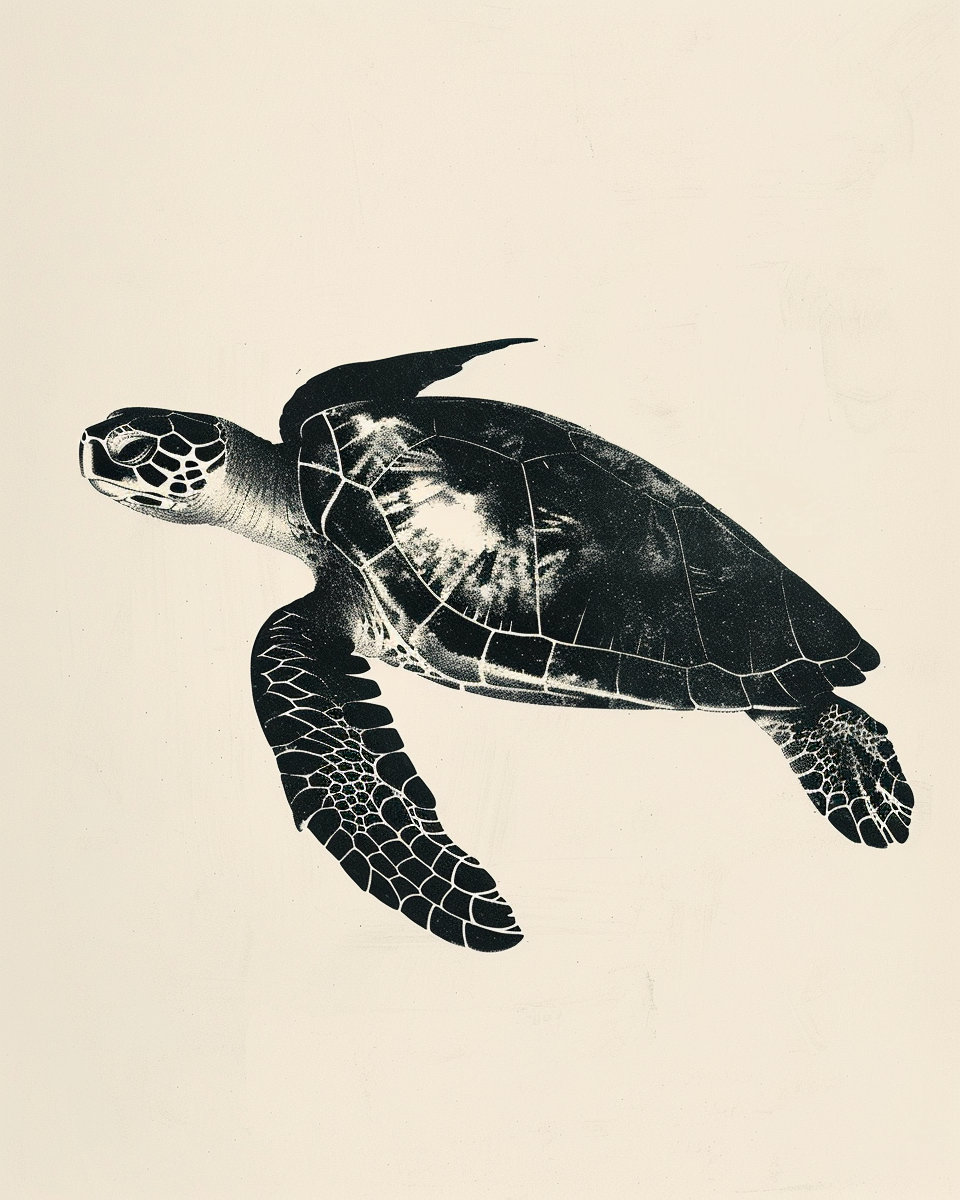 Adorable Baby Turtle Painting: Digital Art, Whimsical Sea Turtle ...