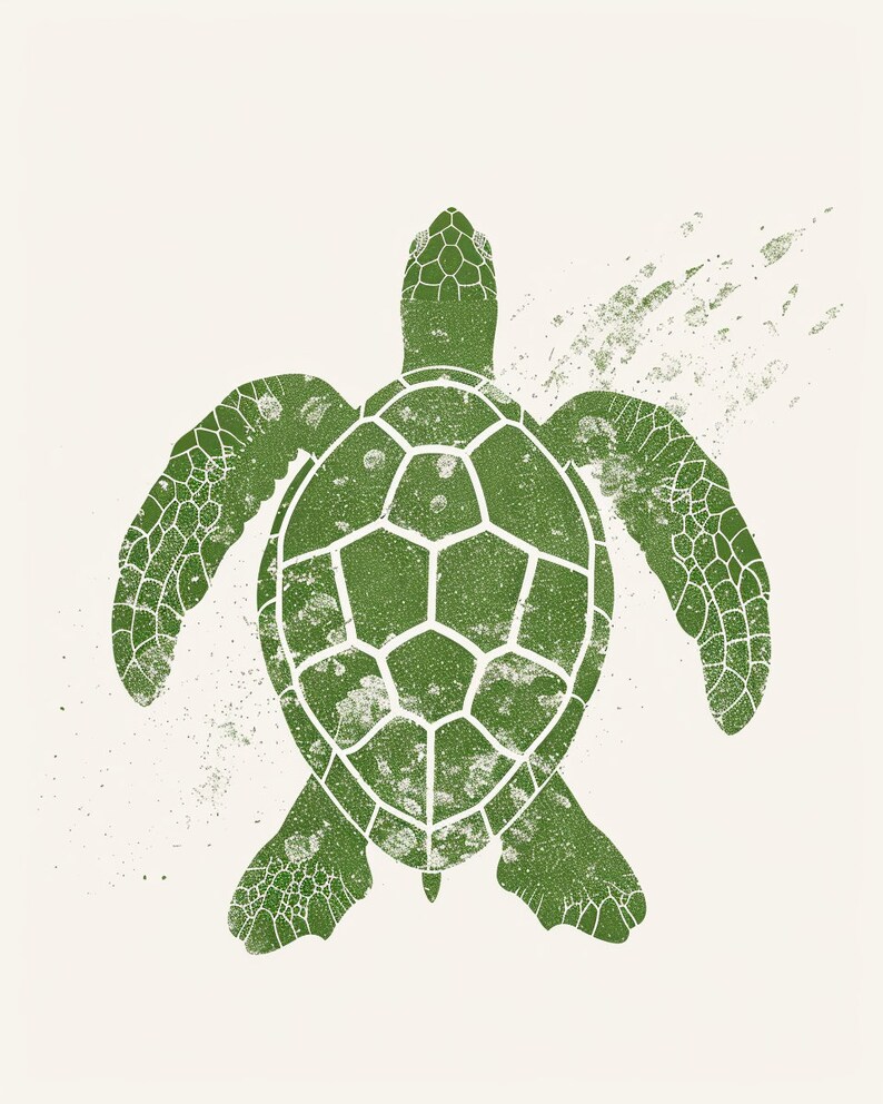 Adorable Baby Turtle Painting: Digital Art, Whimsical Sea Turtle ...