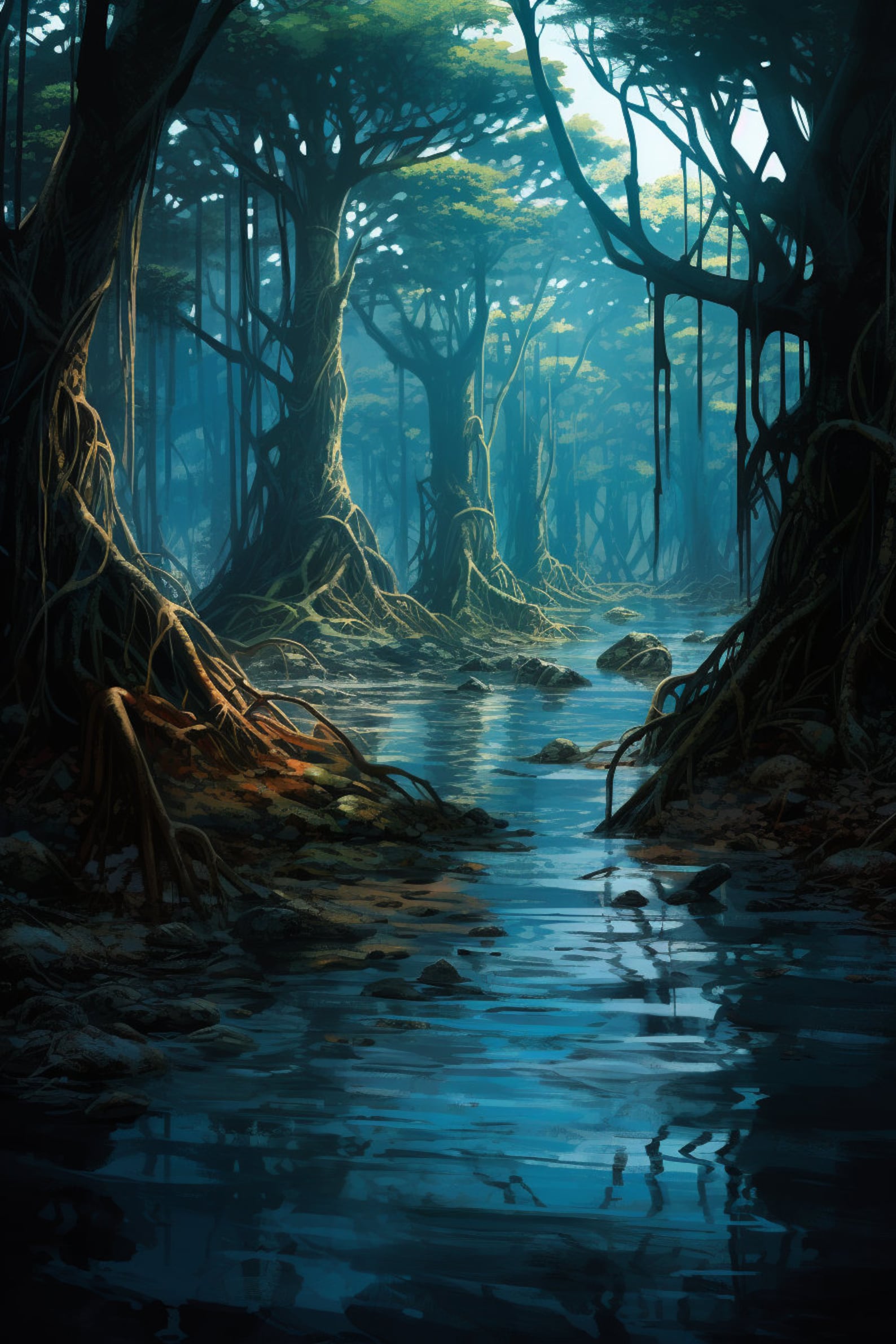 Mangrove Forest Everglades Set of 4 Art Prints Nature Aquatic Wall Art ...