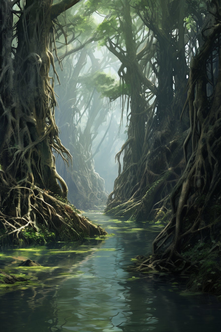 Mangrove Forest Everglades Set of 4 Art Prints Nature Aquatic Wall Art Bright Studio Vibe Water ...