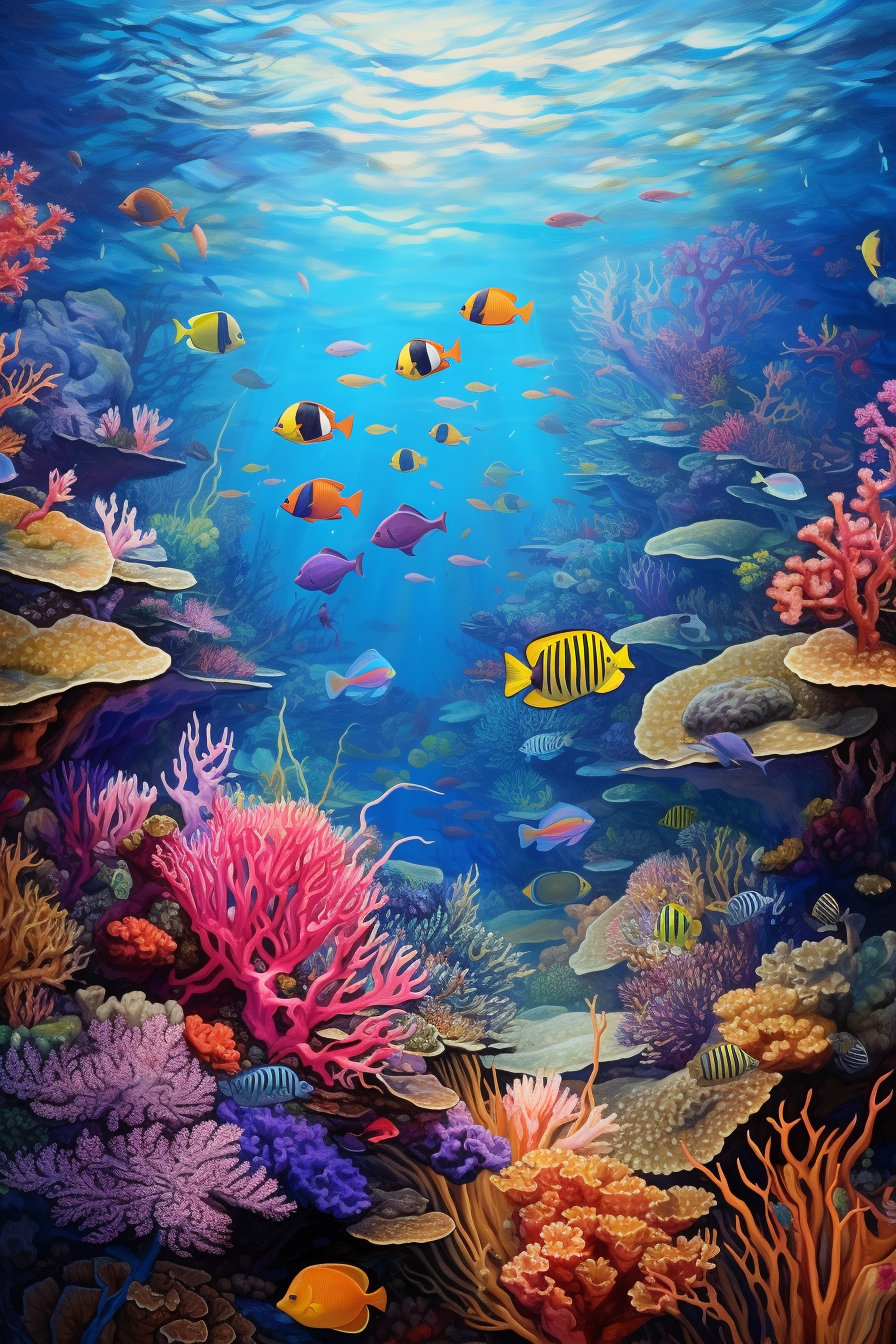 Ocean Coral Reef Set of 4 Art Prints Nature Aquatic Wall Art Bright ...