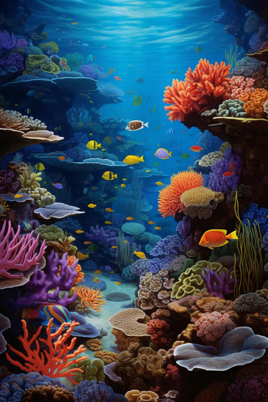 Ocean Coral Reef Set of 4 Art Prints Nature Aquatic Wall Art Bright ...