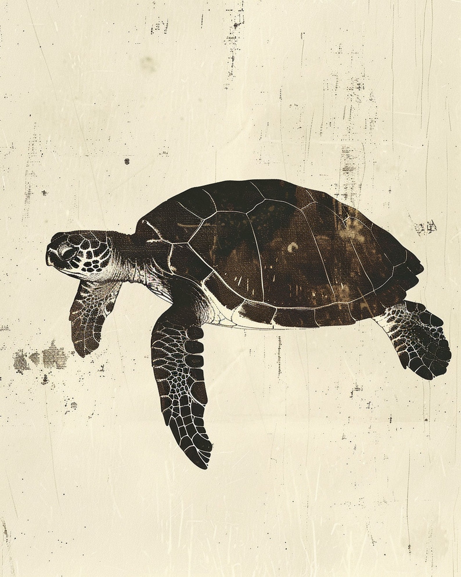 Adorable Baby Turtle Painting: Digital Art, Whimsical Sea Turtle ...