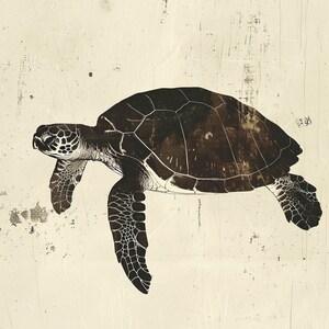 Adorable Baby Turtle Painting: Digital Art, Whimsical Sea Turtle ...