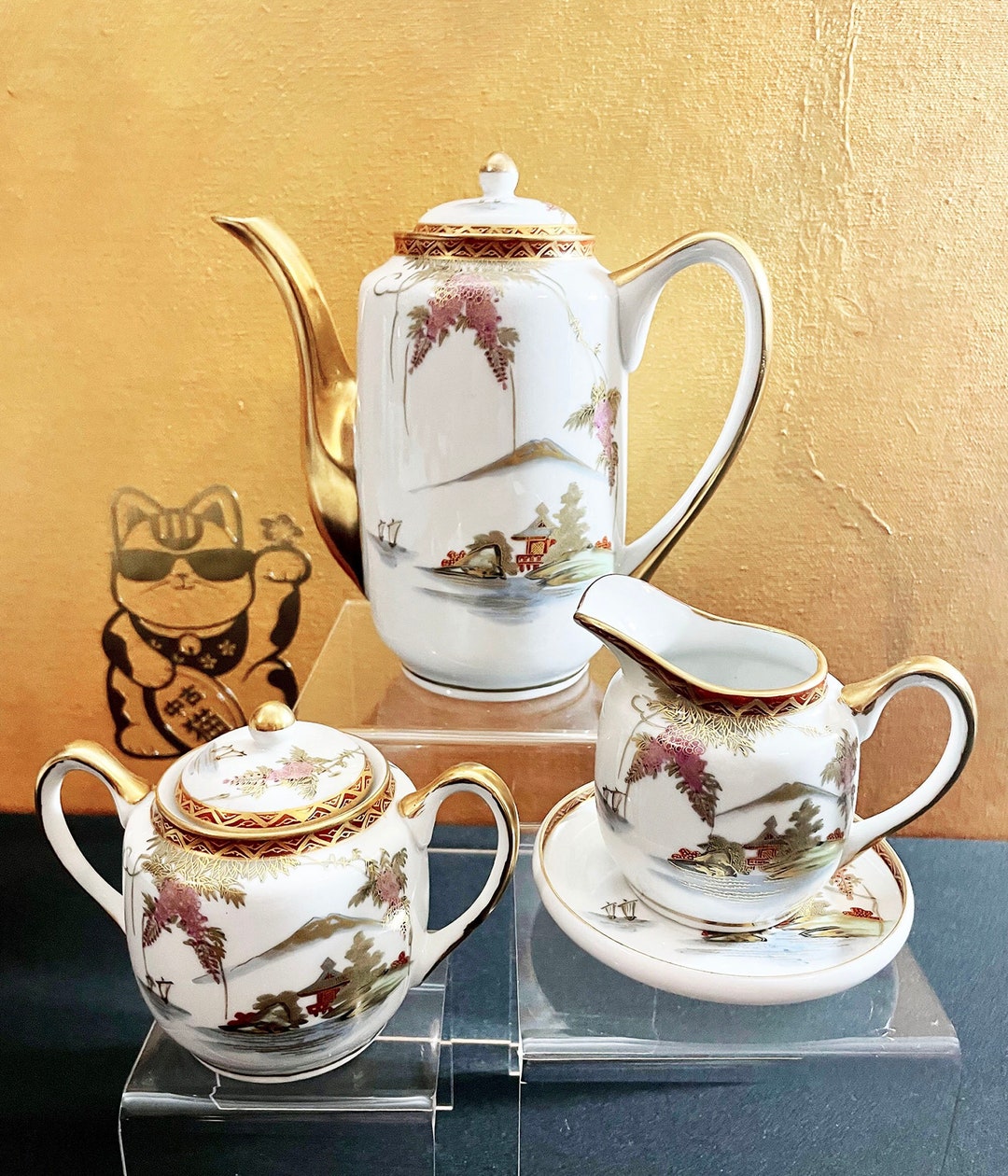 Antique/vintage Porcelain Nagoya Kutani Coffee Set With Coffee Pot ...