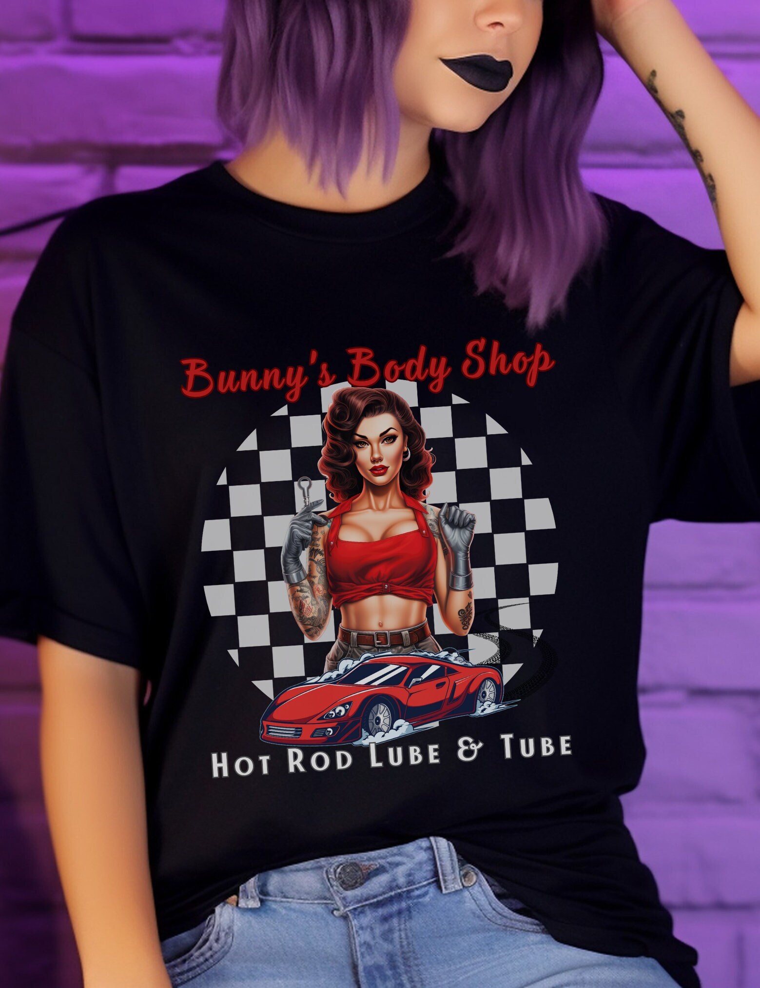 Bunnys Body Shop Pin up Shirt, Hot Rod T Shirt, Car Guy Gift, Muscle ...