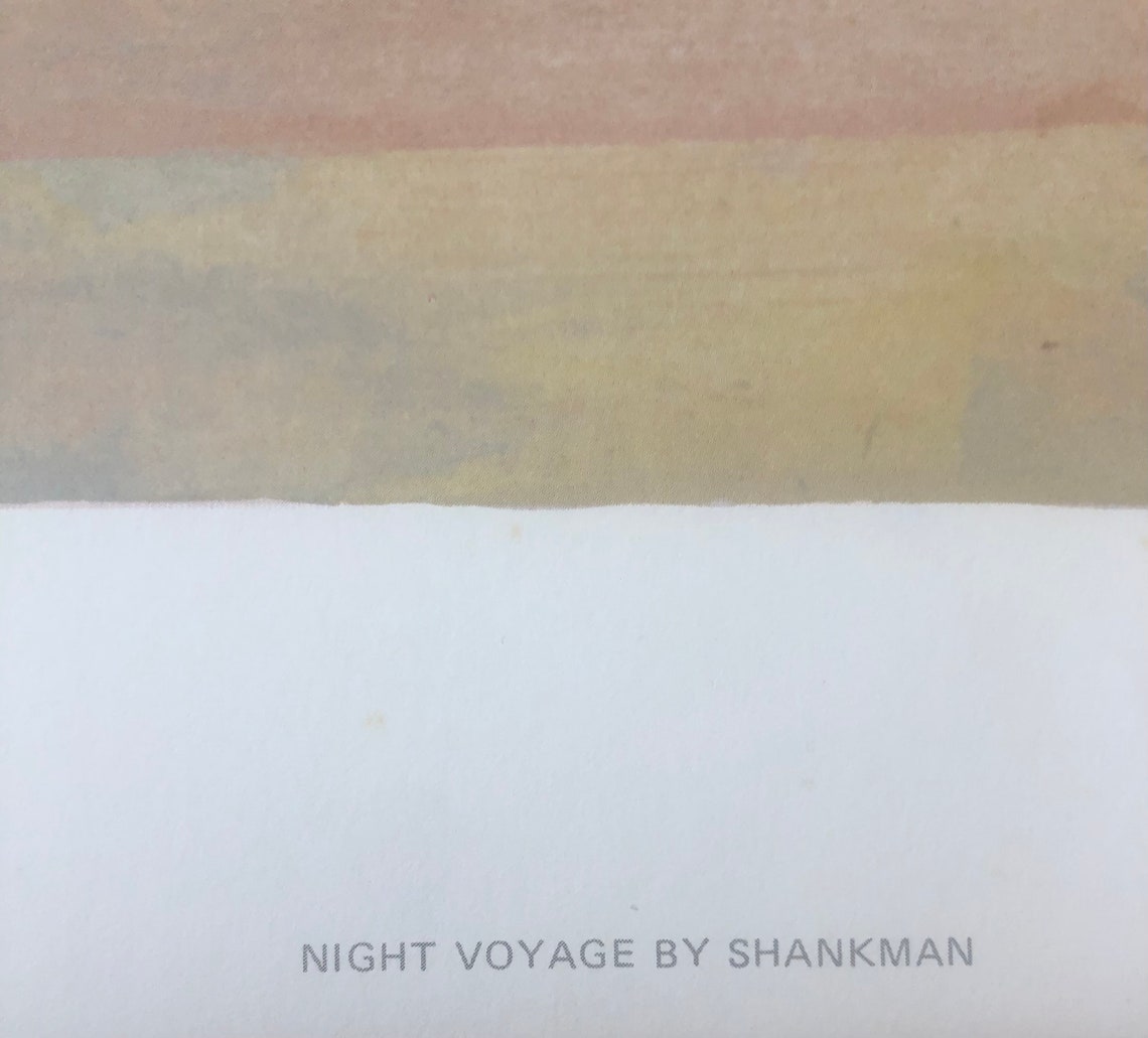Lithograph night Voyage by Shankman Cargo Ship on the Sea Signed by ...