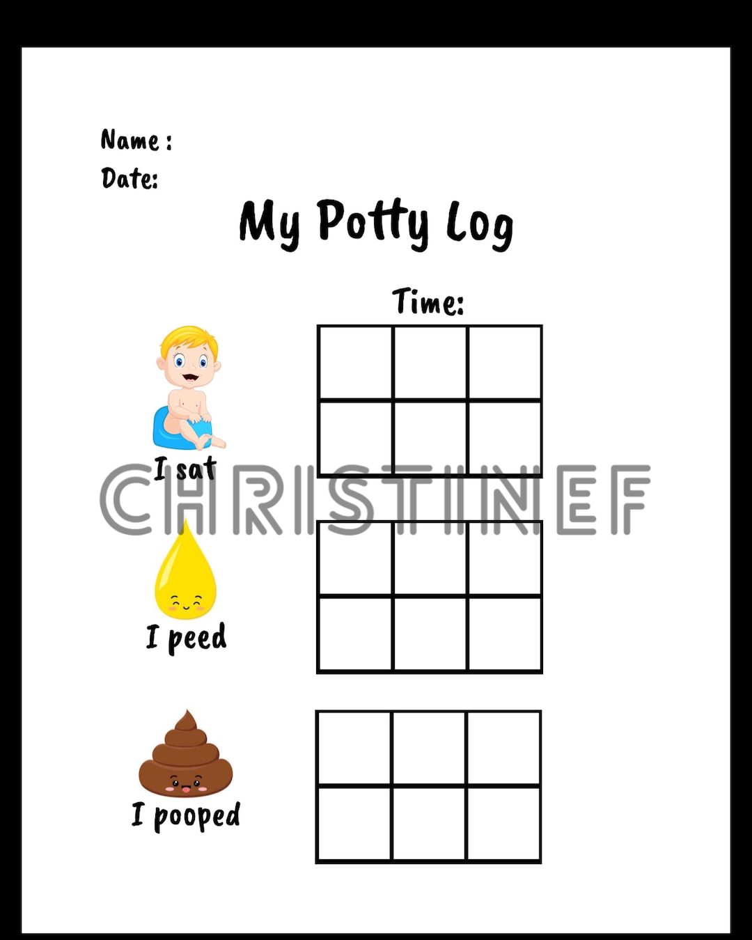 Potty Training Log - Etsy