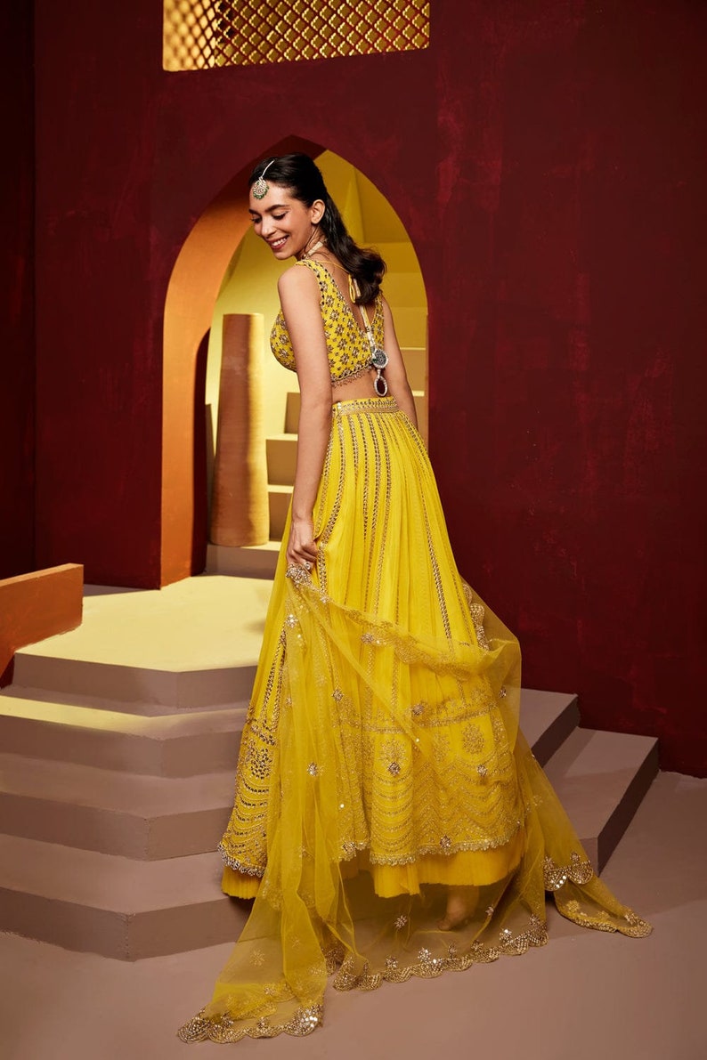 Yellow Lehenga Choli for Women Haldi Function Wear Chaniya Choli Haldi ...