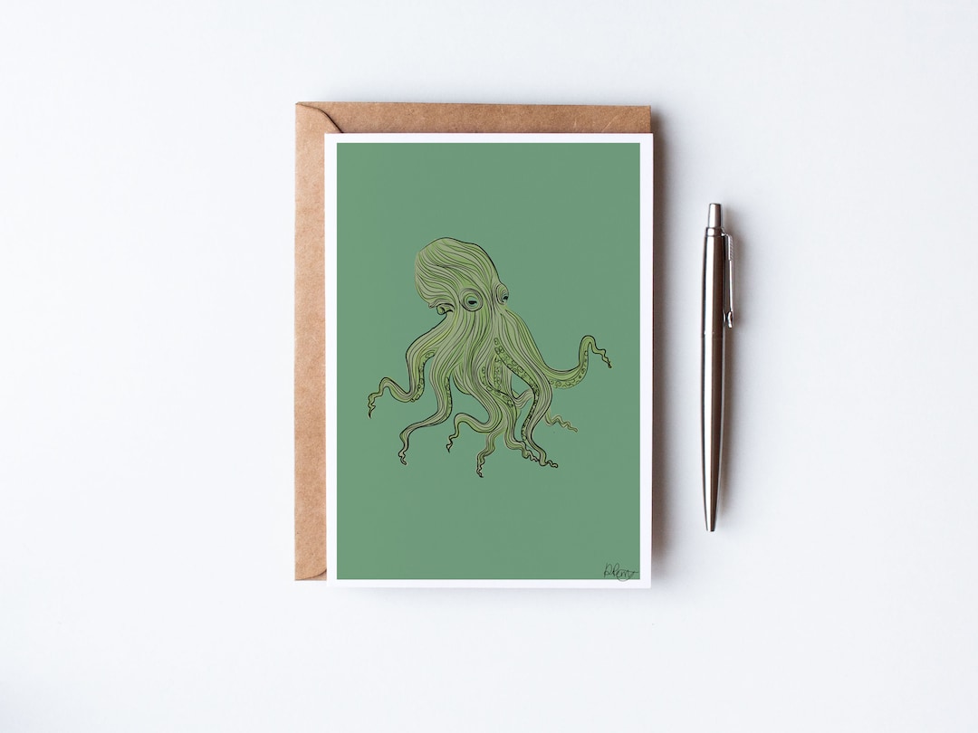Sea Life Birthday Card, Octopus Card, Illustrated Card, Greeting Card ...