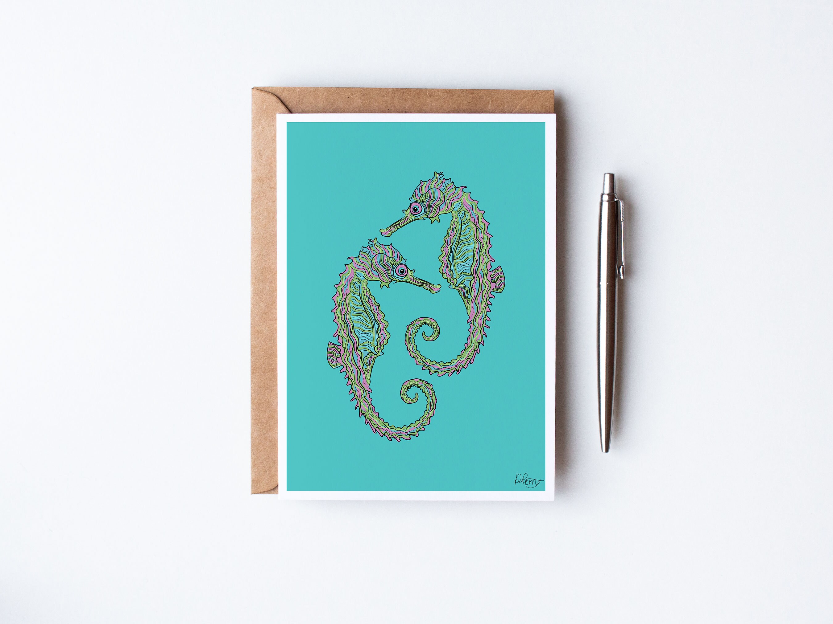 Sea Life Birthday Card Seahorse Card Illustrated Card - Etsy