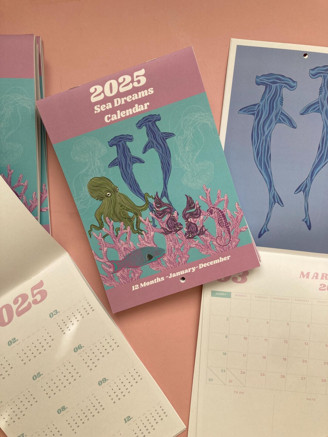 2025 Sea Life Calendar Month by Month Calendar A5 Size Year Calendar ...
