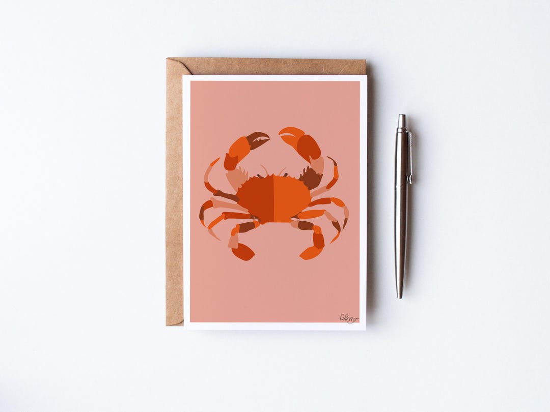 Sea Life Birthday Card, Crab Card, Illustrated Card, Greeting Card ...