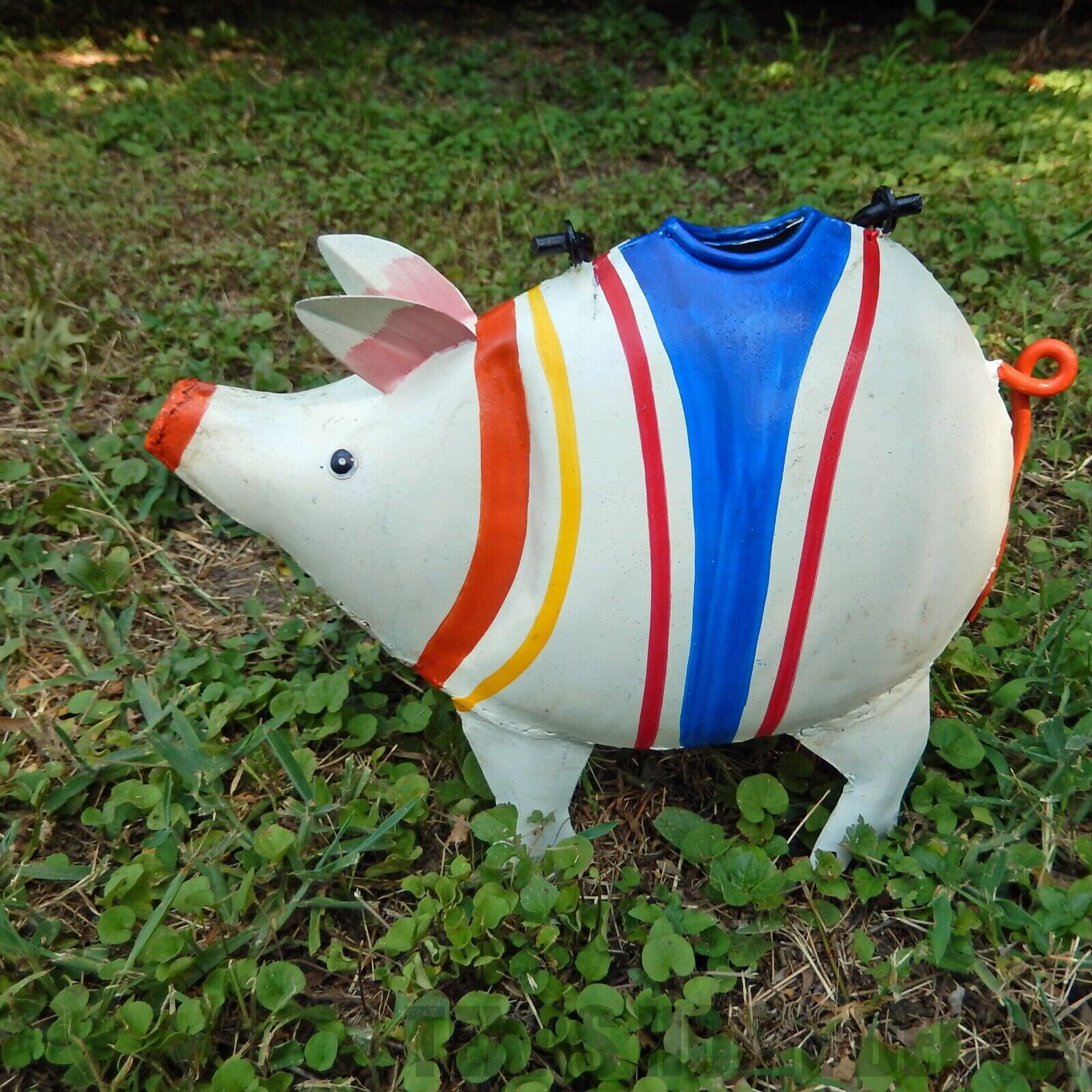 Handcrafted Metal Stripped Poncho Pig Watering Can Plant Pals - Etsy